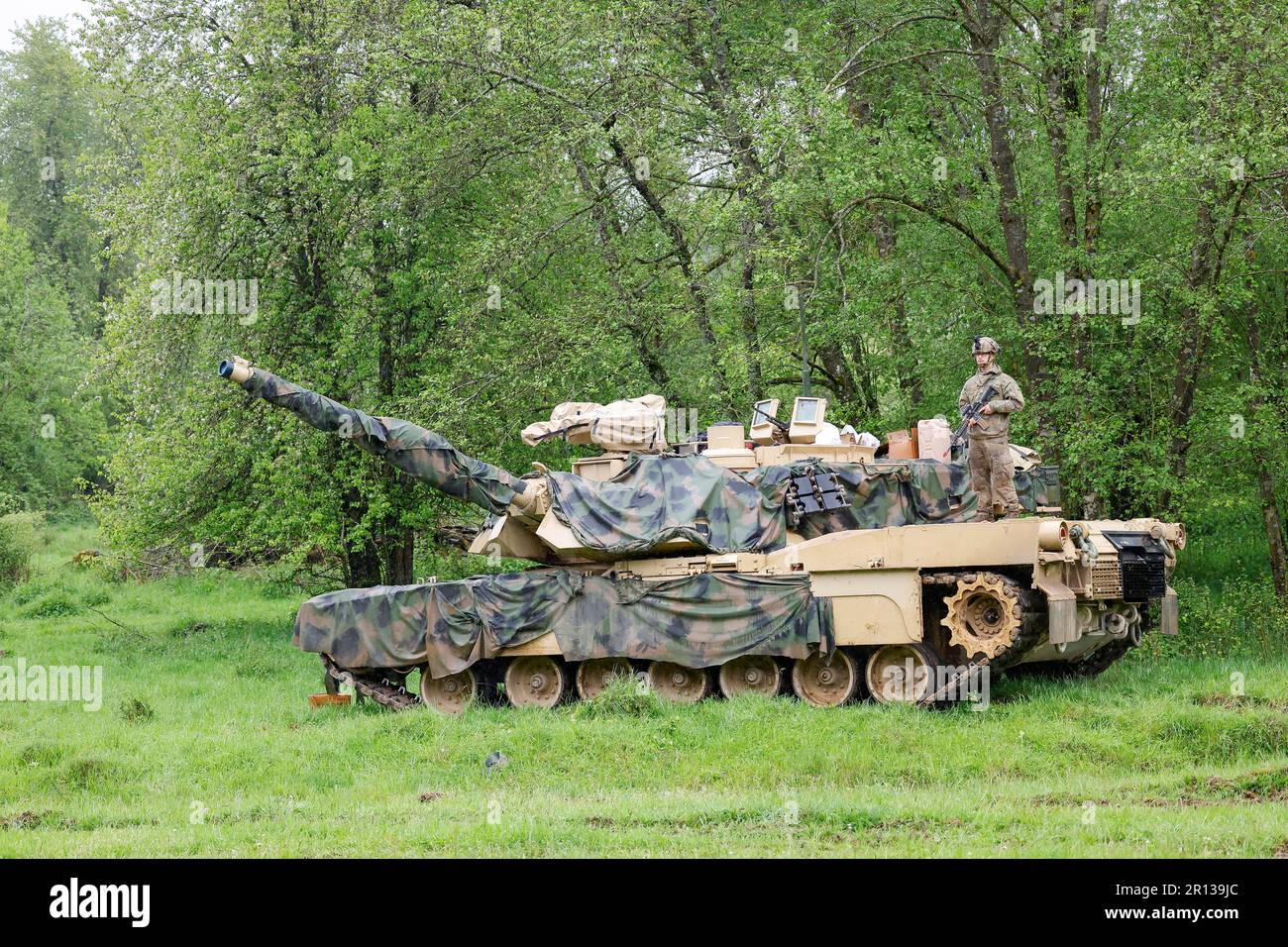 Hohenfels, Germany. 11th May, 2023. An American soldier stands on an ...