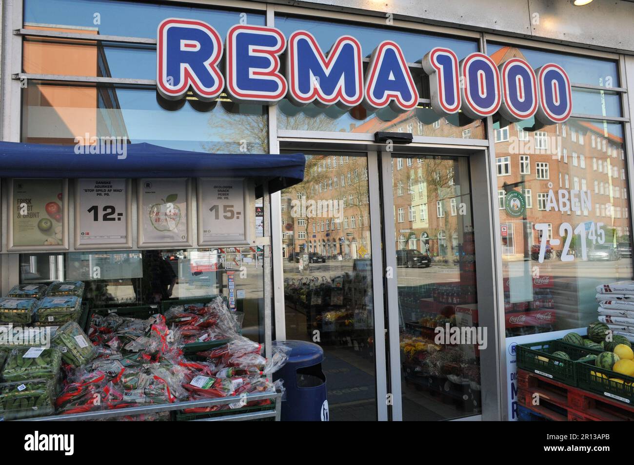 Copenhagen /Denmark/11 May 2023/ Rema 1000 grocery store on amager ...