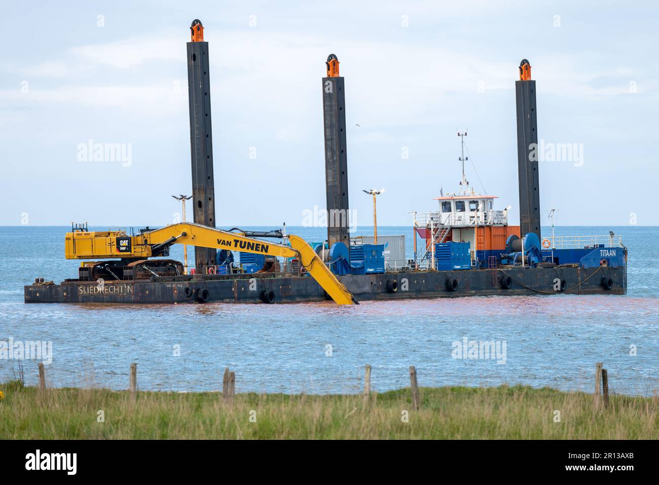 9 May 2023. Portgordon,Moray,Scotland. This is the Titaan Cranebarge at ...