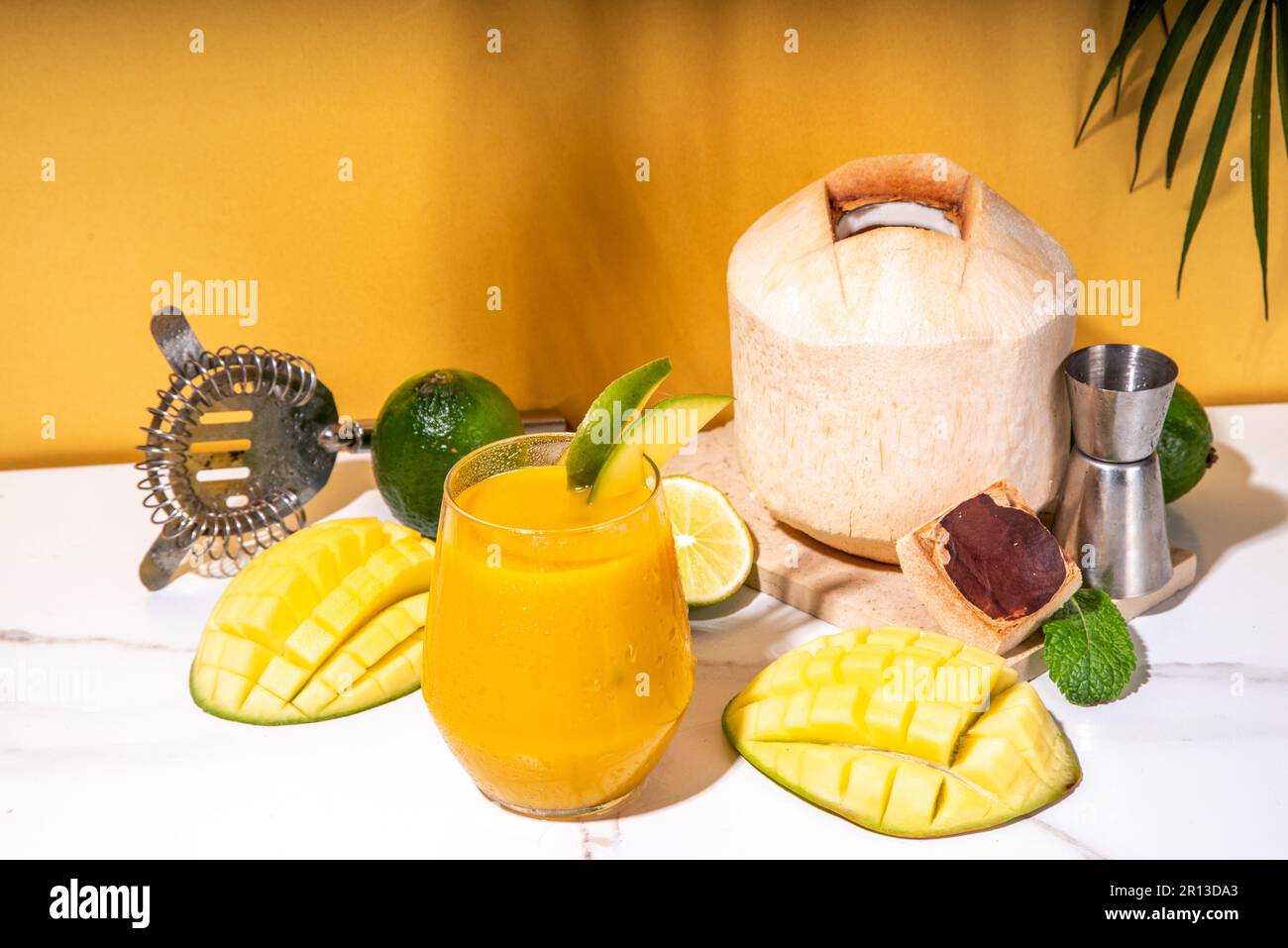 Mango coconut margarita cocktail, Non-alcoholic mocktail, indian mango ...