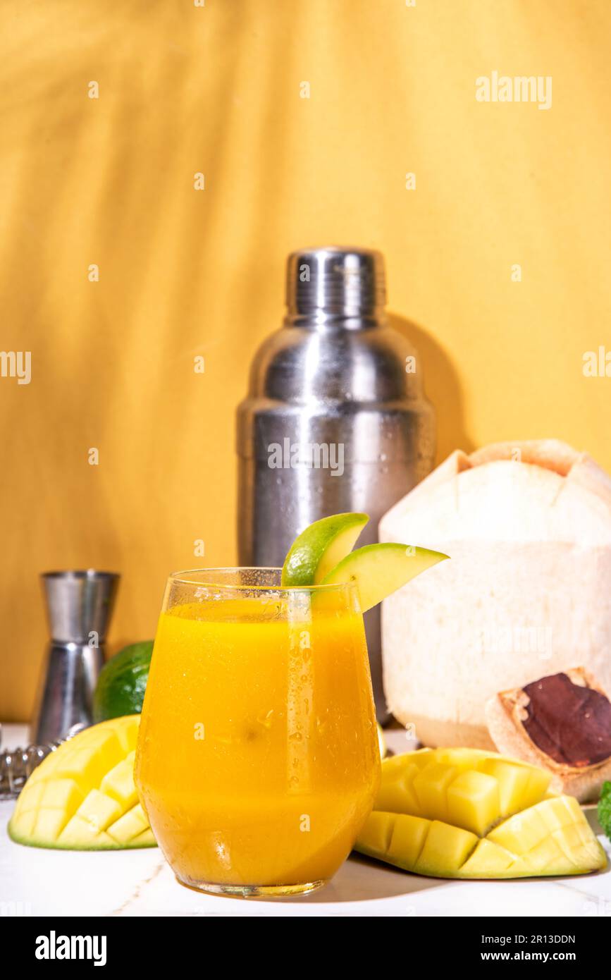 Mango coconut margarita cocktail, Non-alcoholic mocktail, indian mango ...