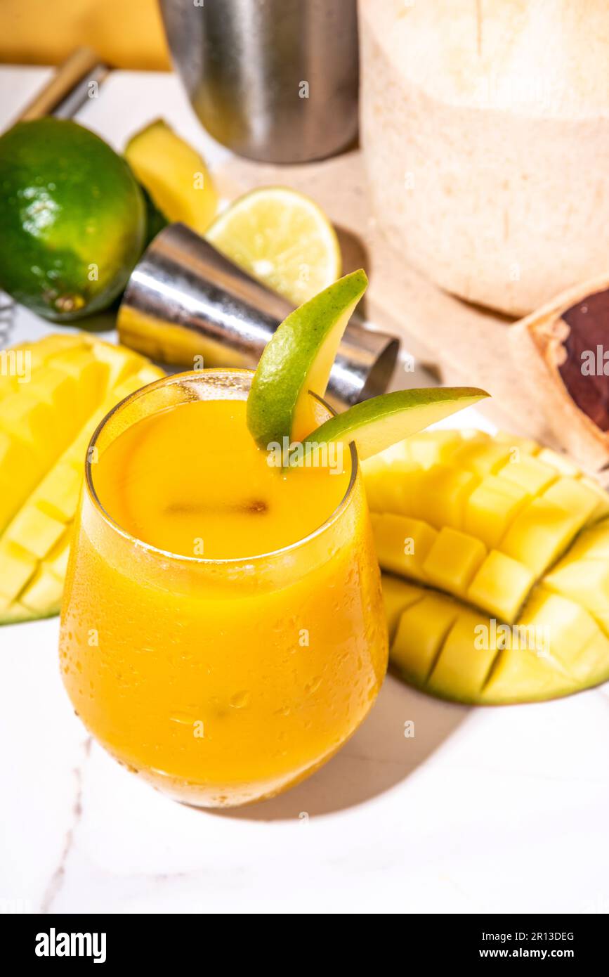 Mango coconut margarita cocktail, Non-alcoholic mocktail, indian mango ...