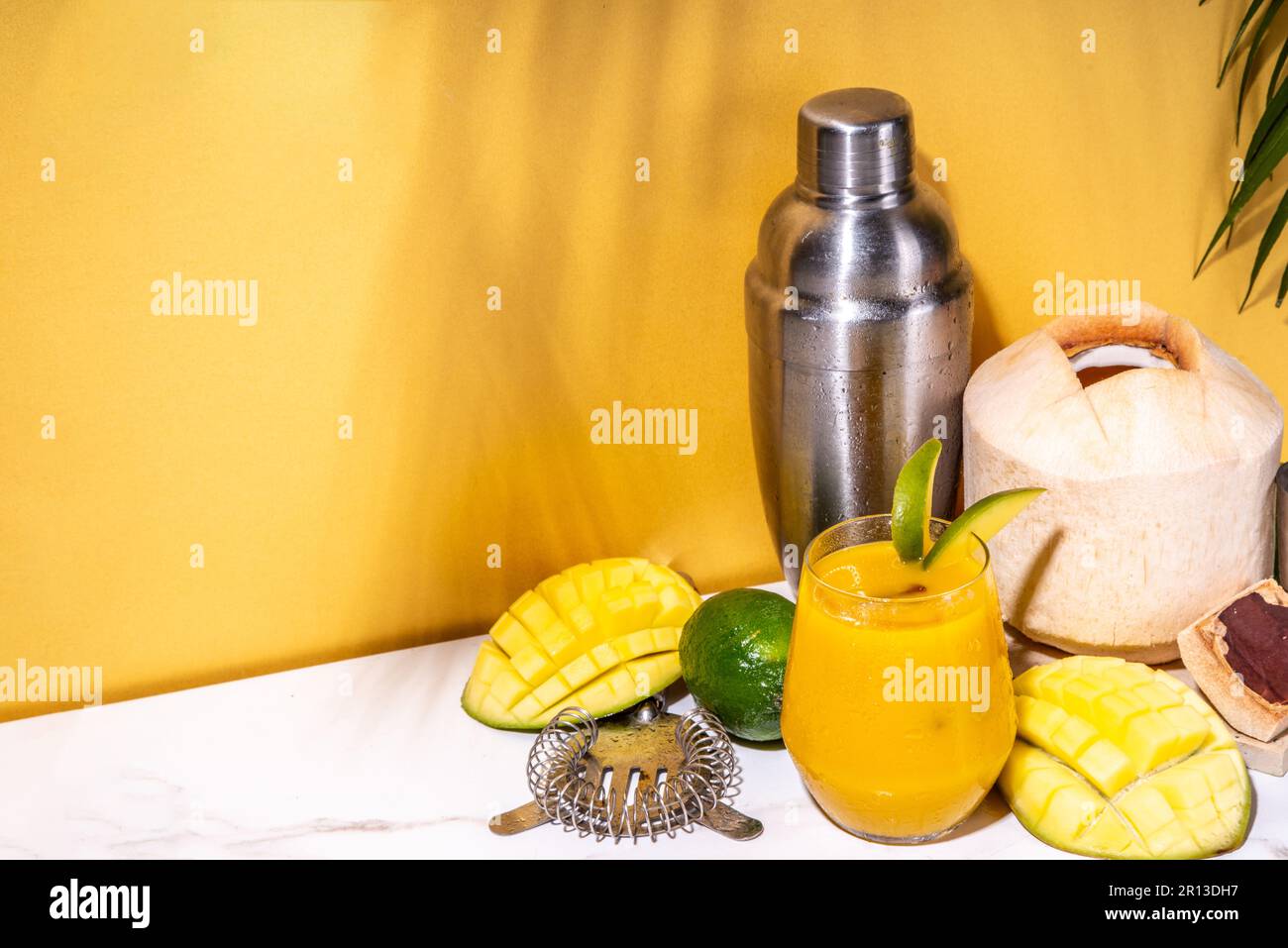 Mango coconut margarita cocktail, Non-alcoholic mocktail, indian mango ...