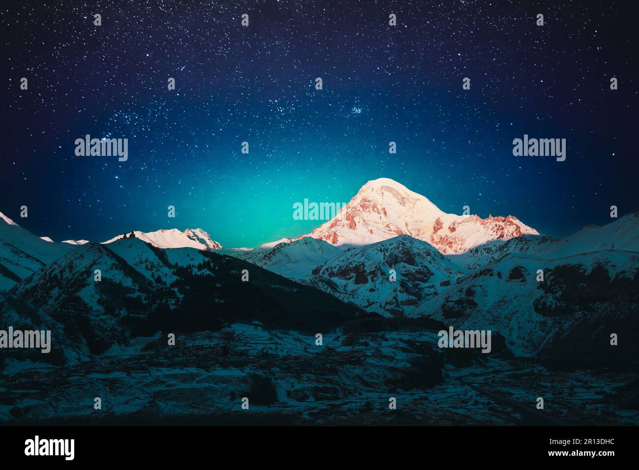 Georgia. Winter Bold Bright Night Starry Blue Gradient Sky With Glowing ...