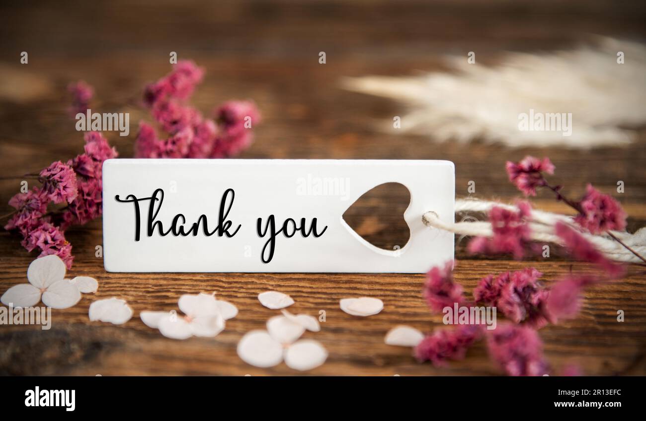 Natural Background With Label With Thank You Stock Photo - Alamy