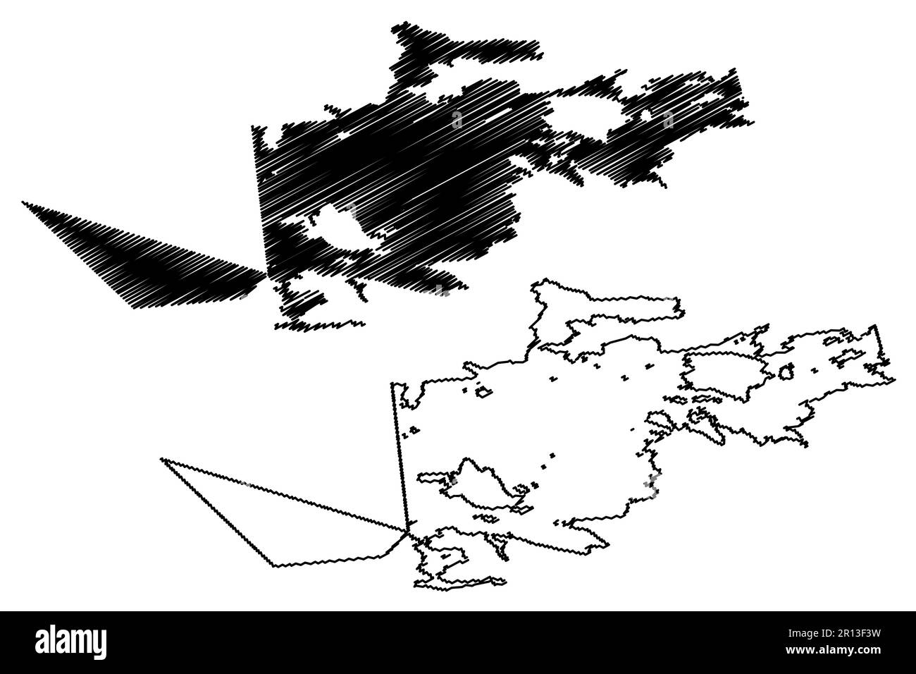 Lake Engozero (Russia, Russian Federation, Republic of Karelia) map vector illustration ...