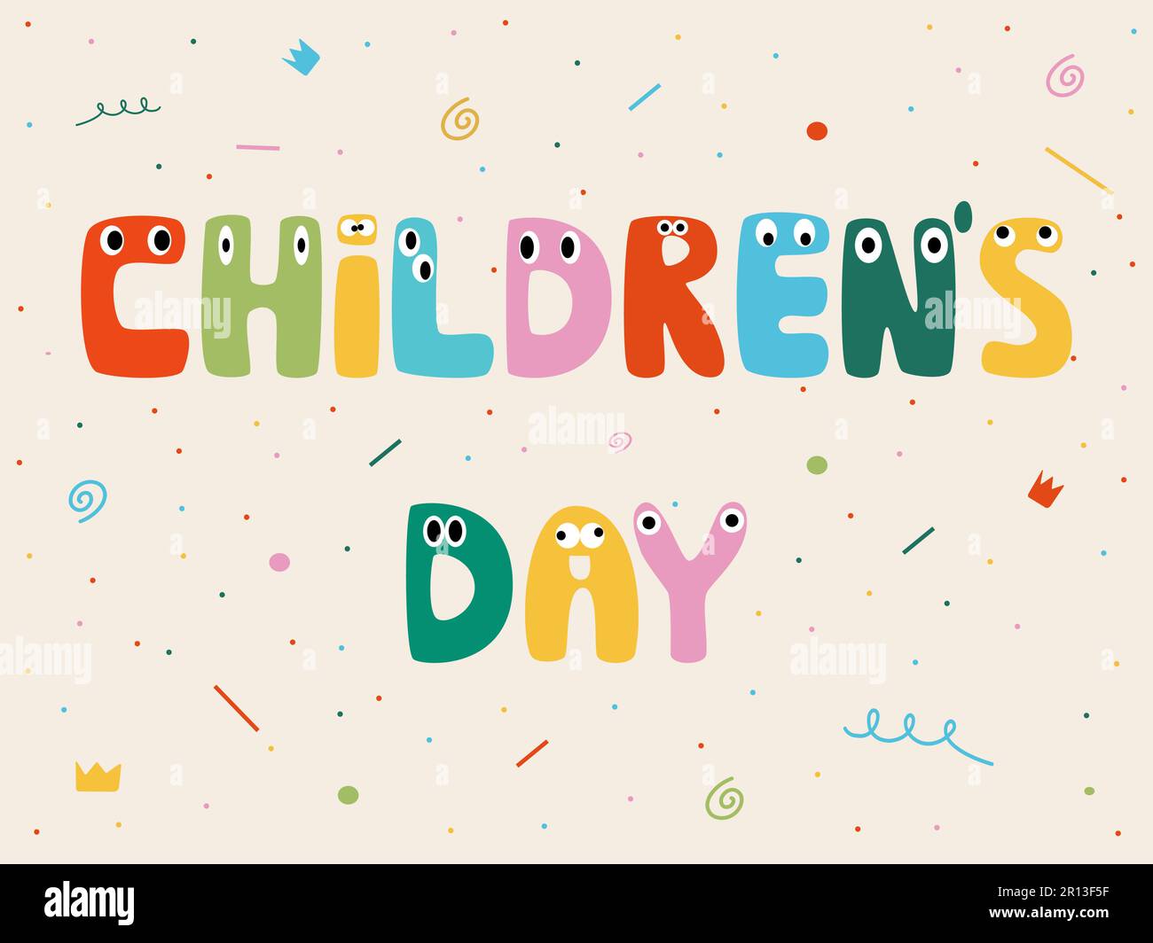 Happy Children's Day greeting card. Colored letters. World Children's ...