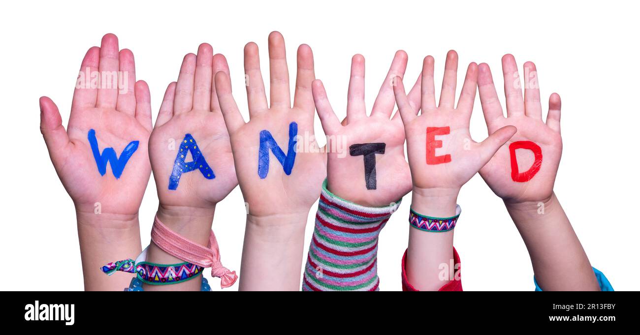 Children Hands Building Word Wanted, Isolated Background Stock Photo ...
