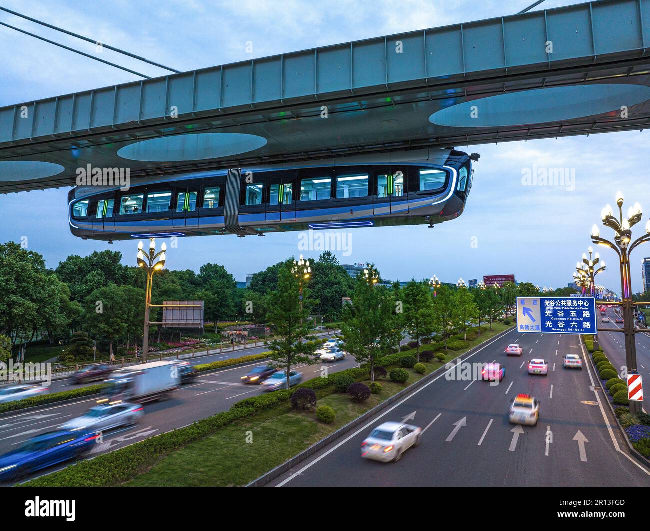 Wuhan, China. 9th May, 2023. This aerial photo taken on May 9, 2023 ...