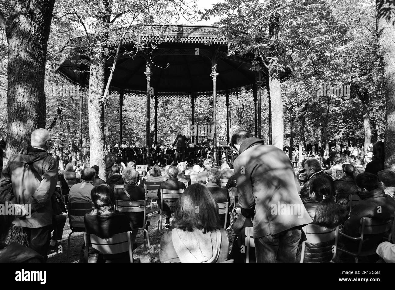 Outdoor classical music concert Black and White Stock Photos & Images ...