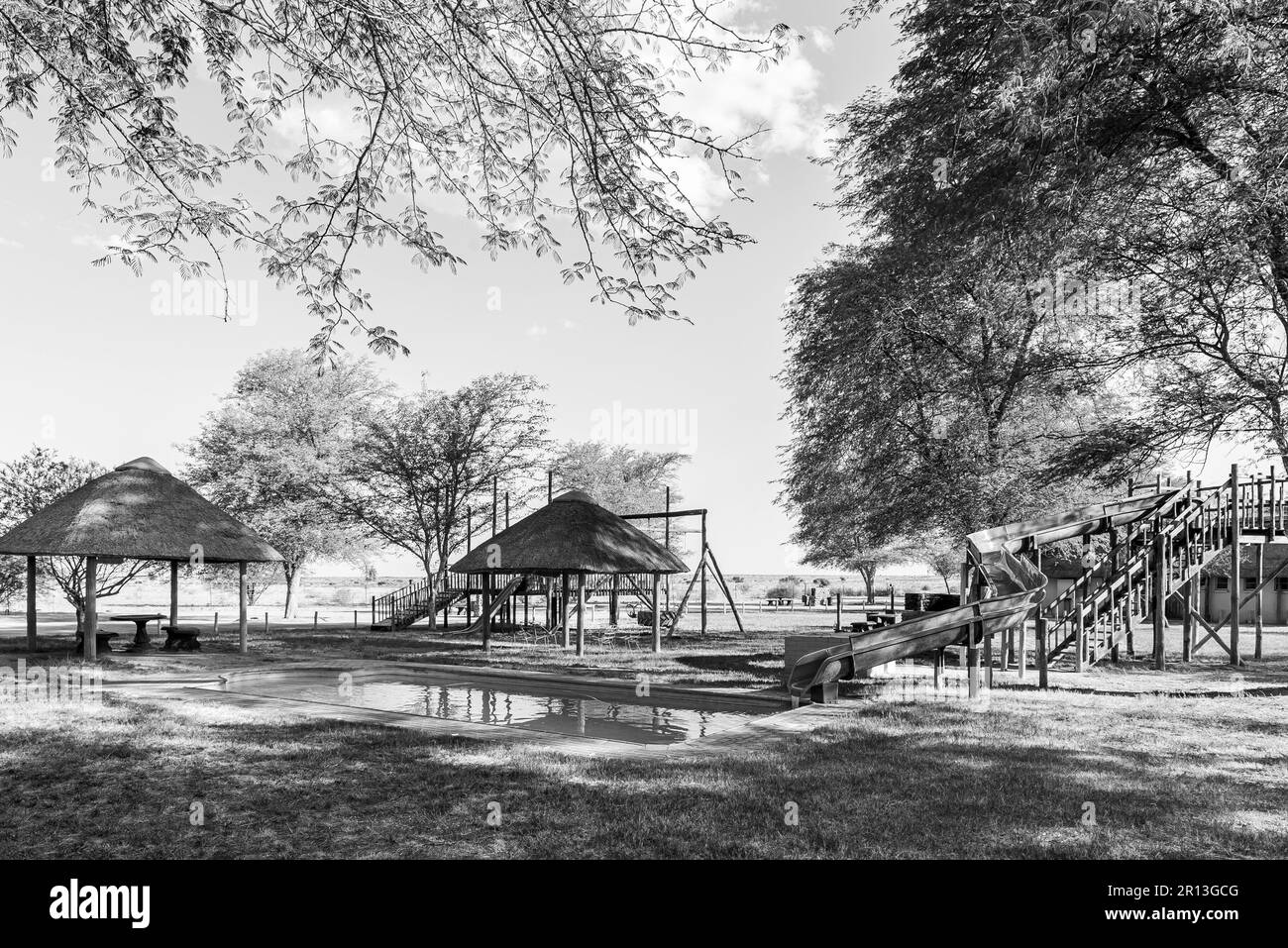 Upington, South Africa - Feb 24, 2023: Recreation area at the camping ...