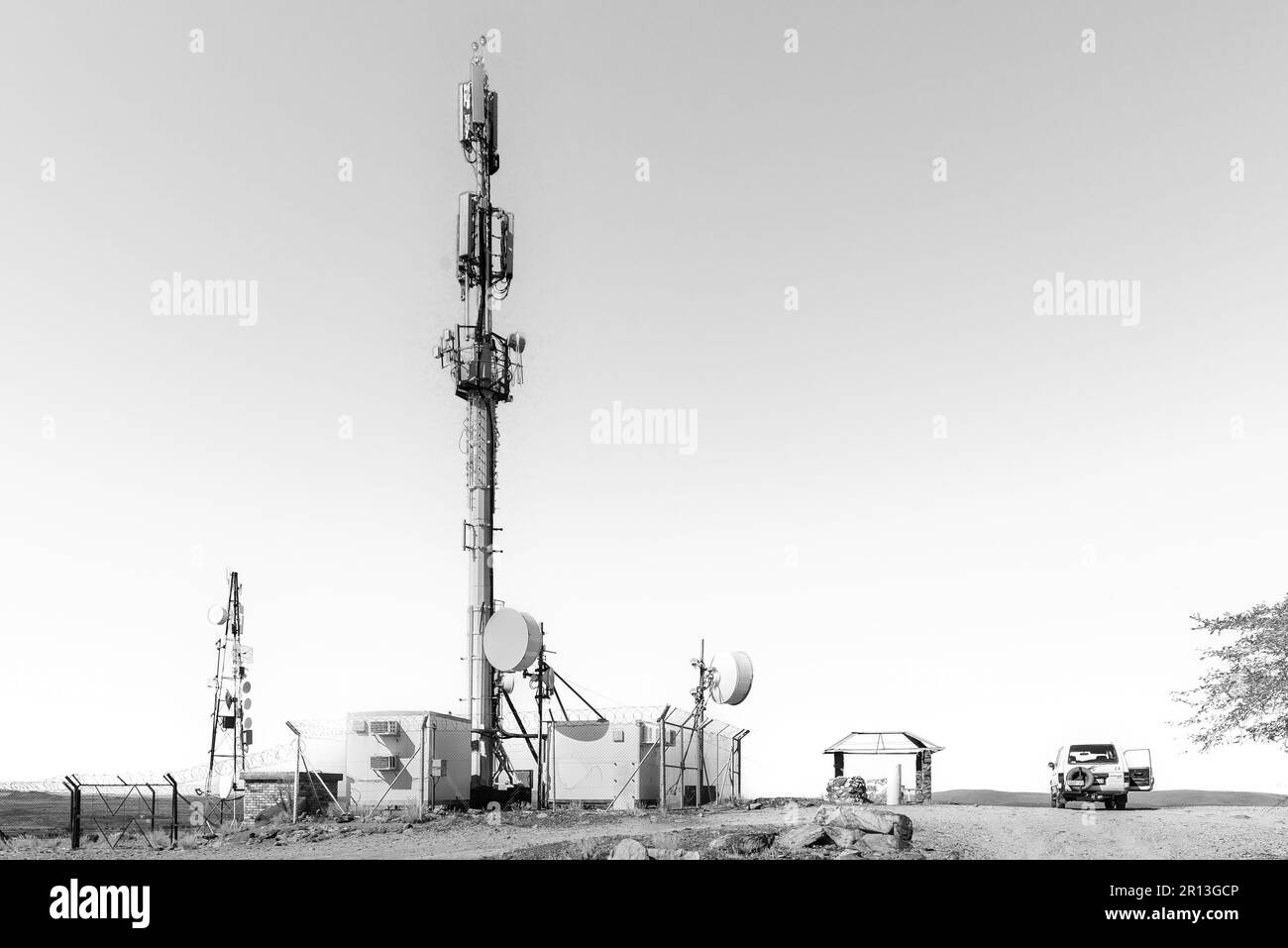 Keimoes, South Africa - Feb 24, 2023: A cell phone base station and a ...