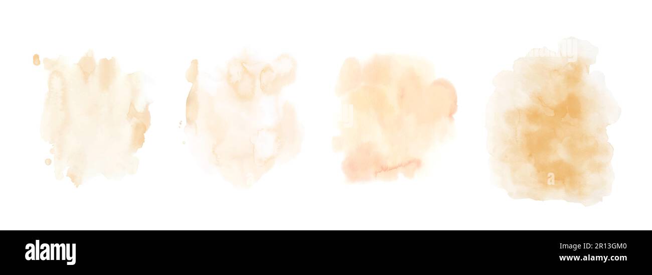 Set of light orange watercolor texture stain, Watercolor hand-painted ...