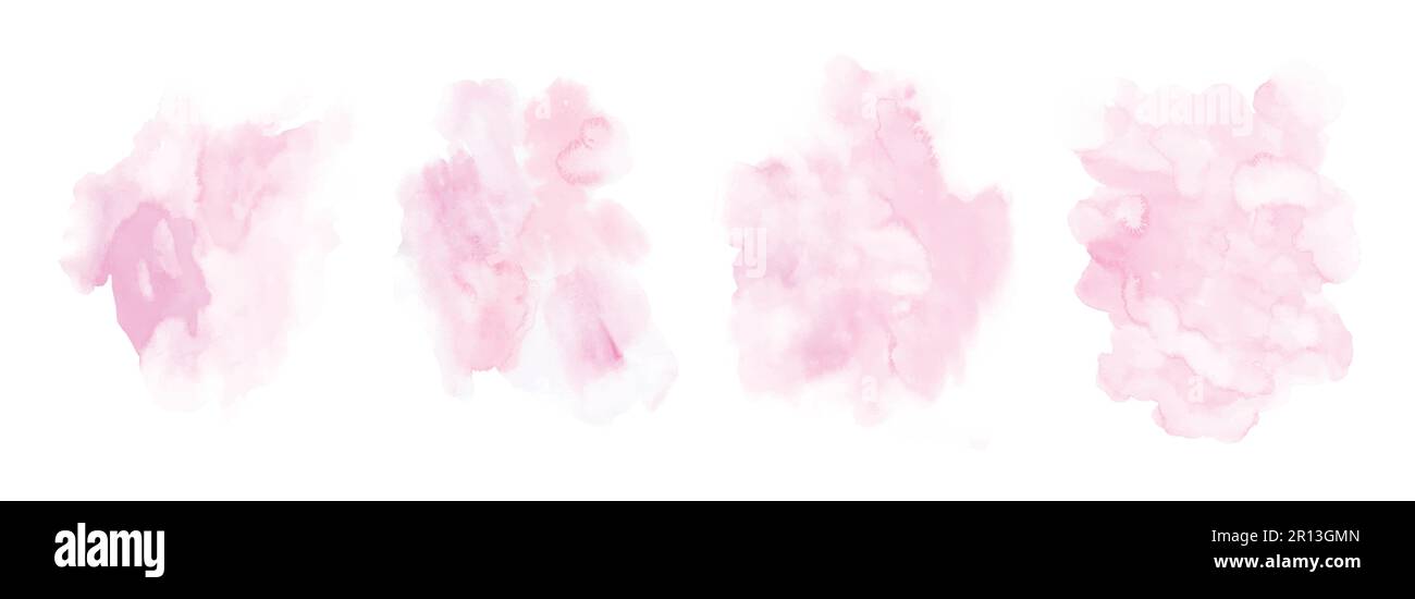 Set of pink watercolor texture stain, Watercolor hand-painted art ...