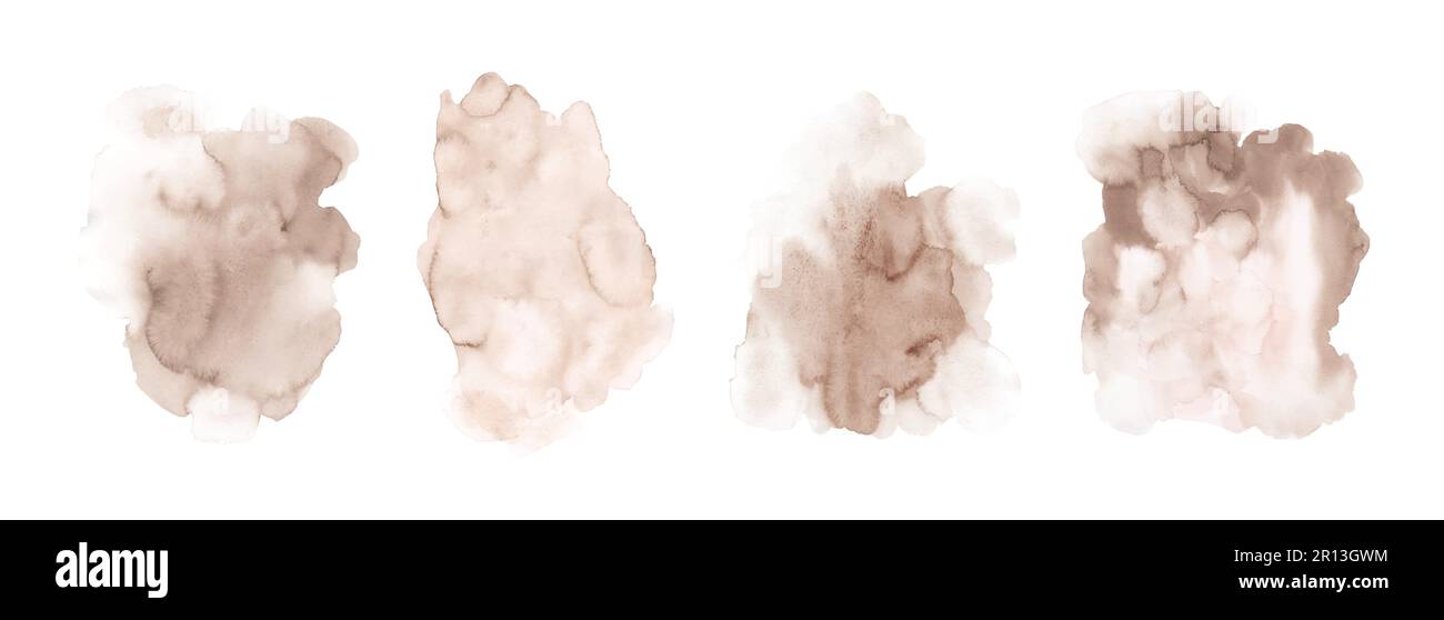 Set of brown watercolor texture stain, Watercolor hand-painted art ...