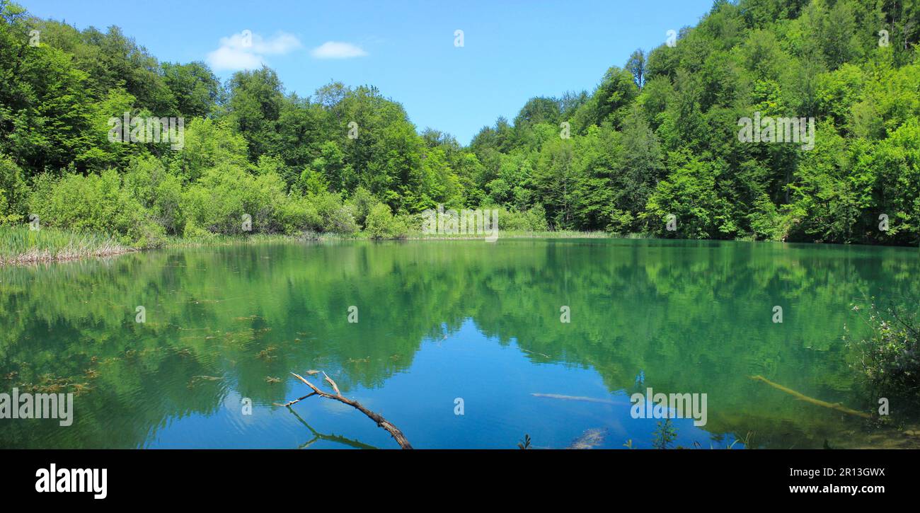 Beautiful blue mountain lake. Kilavar village. Shabran district ...