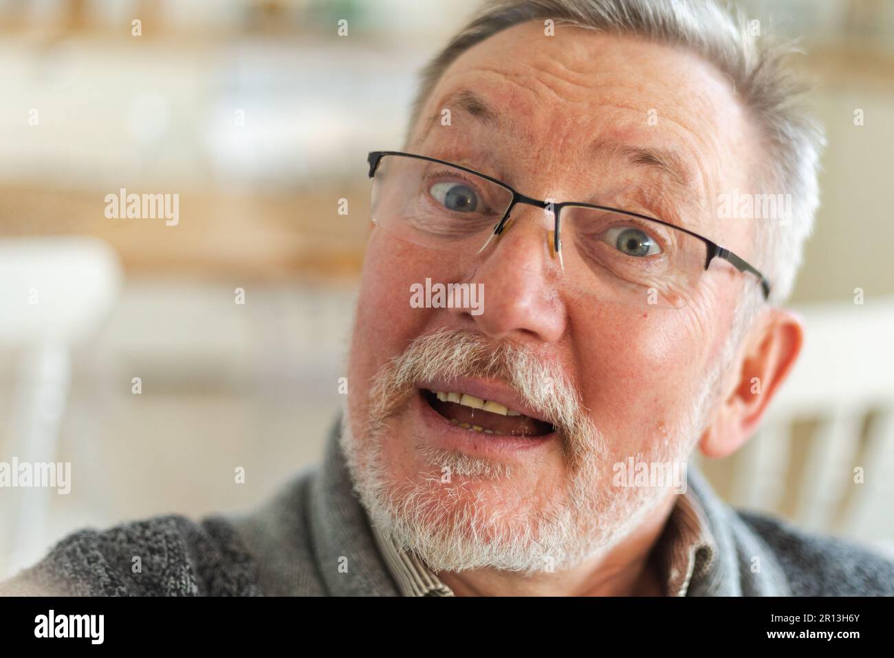 Confident stylish middle aged senior man at home. Older mature 70s man ...