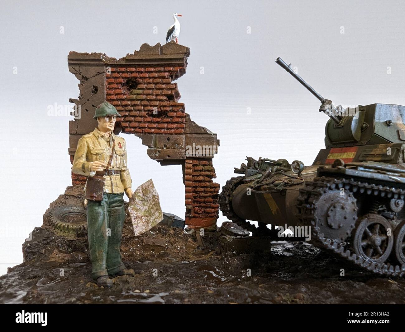 A miniature soldier and Spanish civil war tank model Stock Photo - Alamy