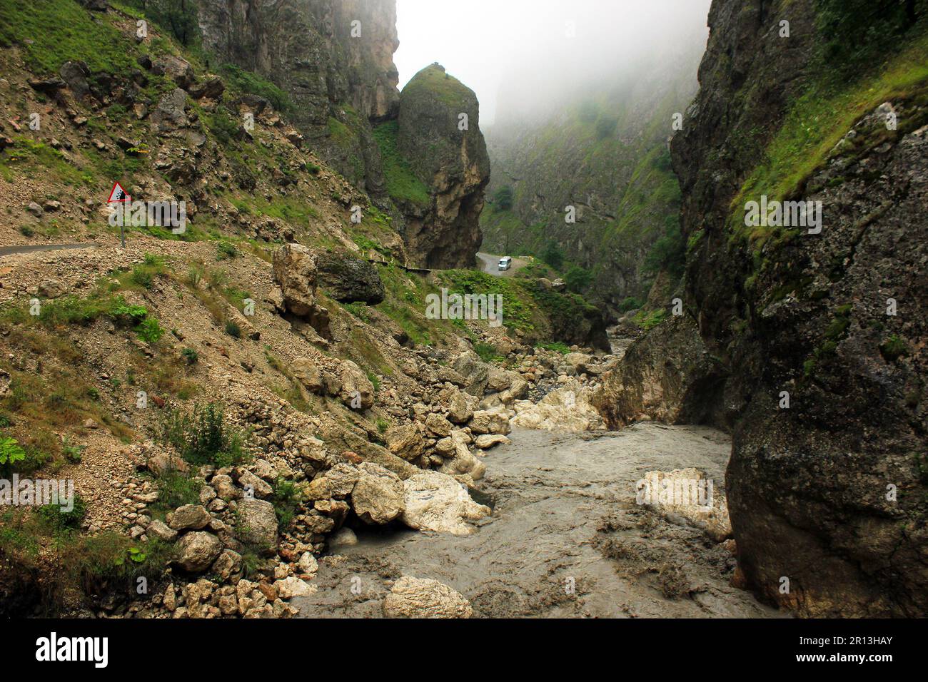 A muddy river in a beautiful canyon. Guba region. Azerbaijan Stock ...