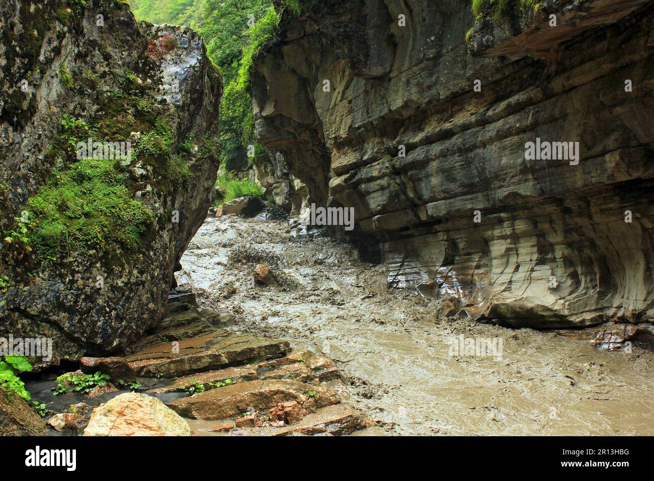 A muddy river in a beautiful canyon. Guba region. Azerbaijan Stock ...