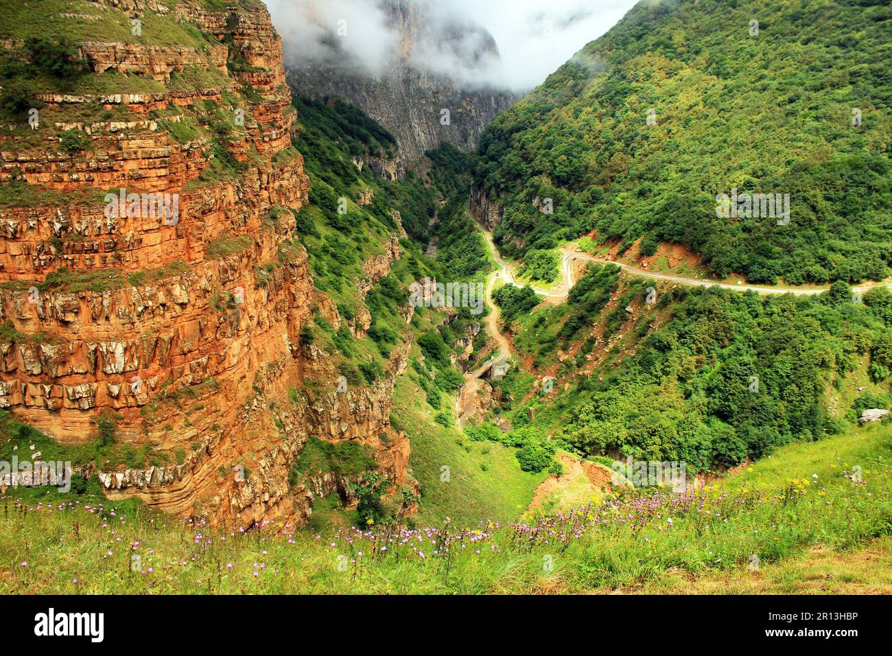 Beautiful red mountains. Gryz village. Guba region. Azerbaijan Stock ...