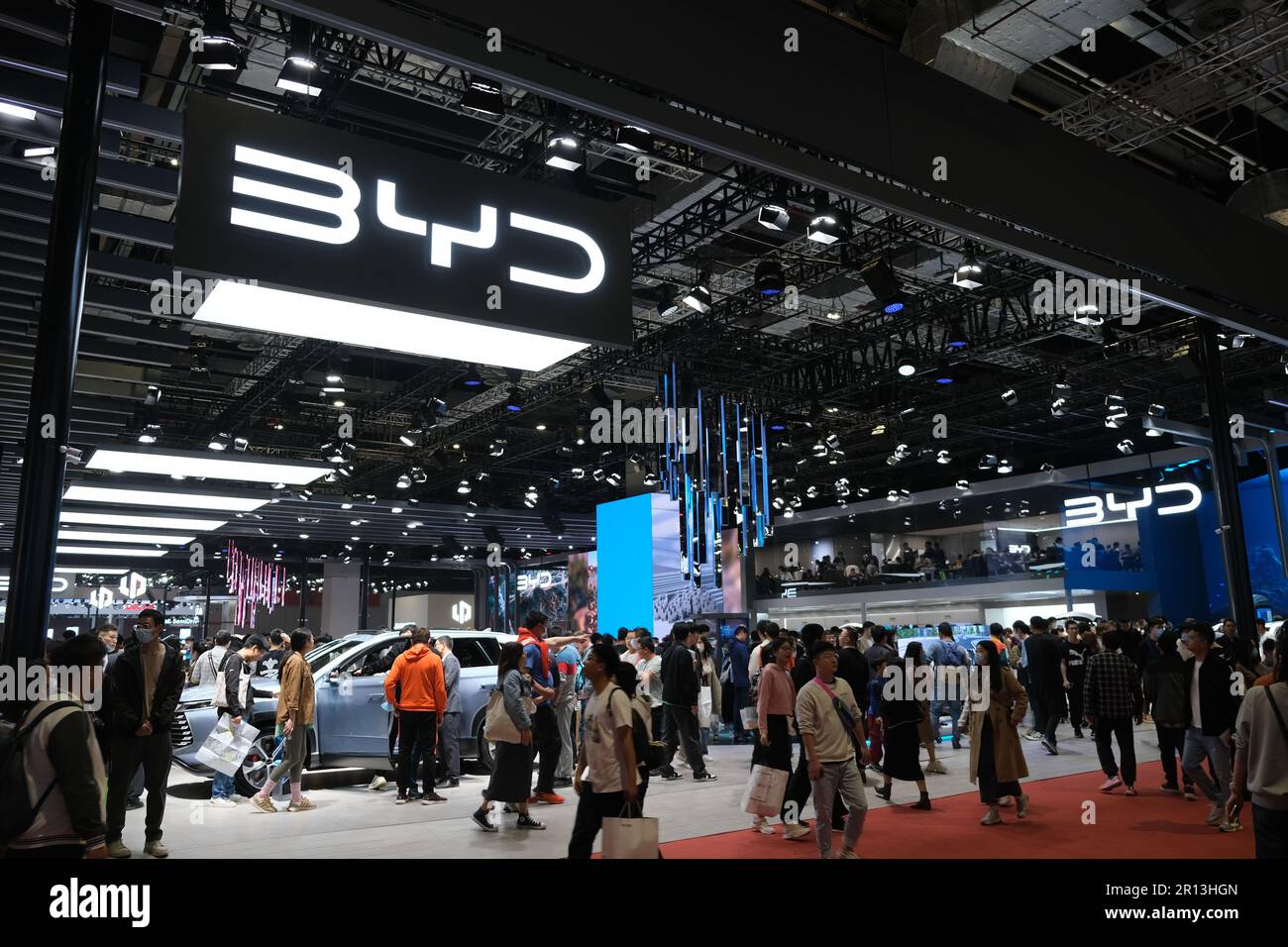 Shanghai,China-April 22nd 2023: BYD Auto booth at Shanghai auto show (Shanghai International ...