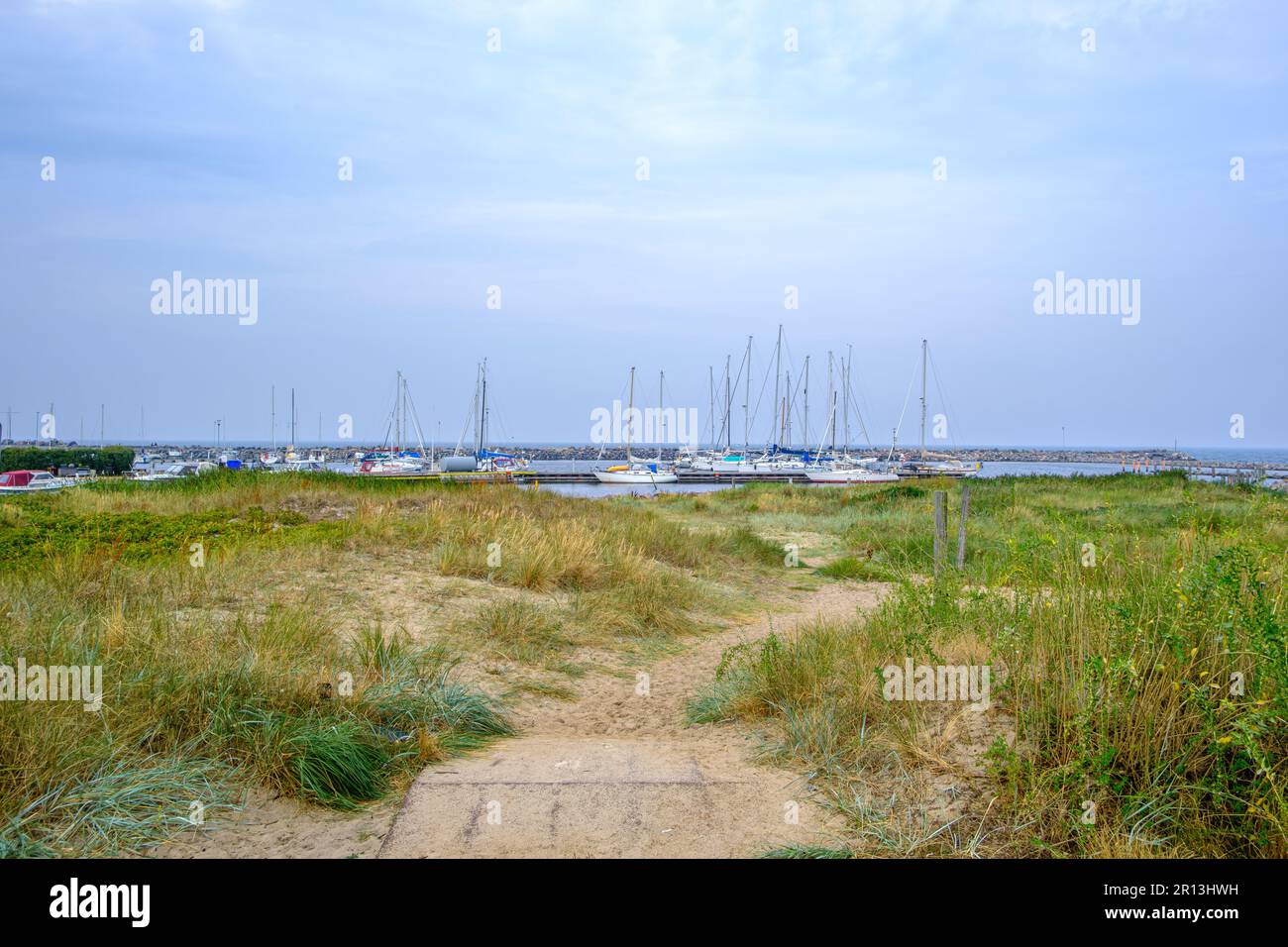 Maritime scene in the marina of Roenne, the quasi capital of Bornholm ...