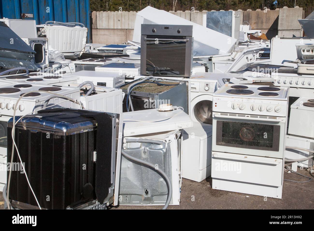 Replaced kitchen and washingmachines on landfill for recycling Stock ...