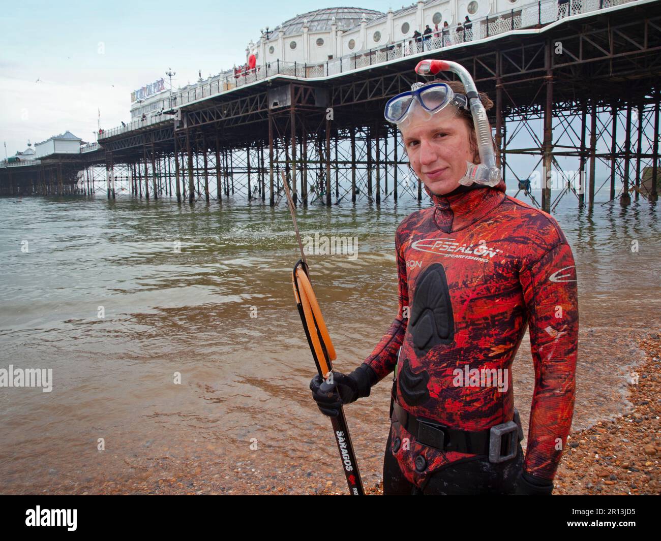 Scuba diving in the sea at Brighton Stock Photo - Alamy