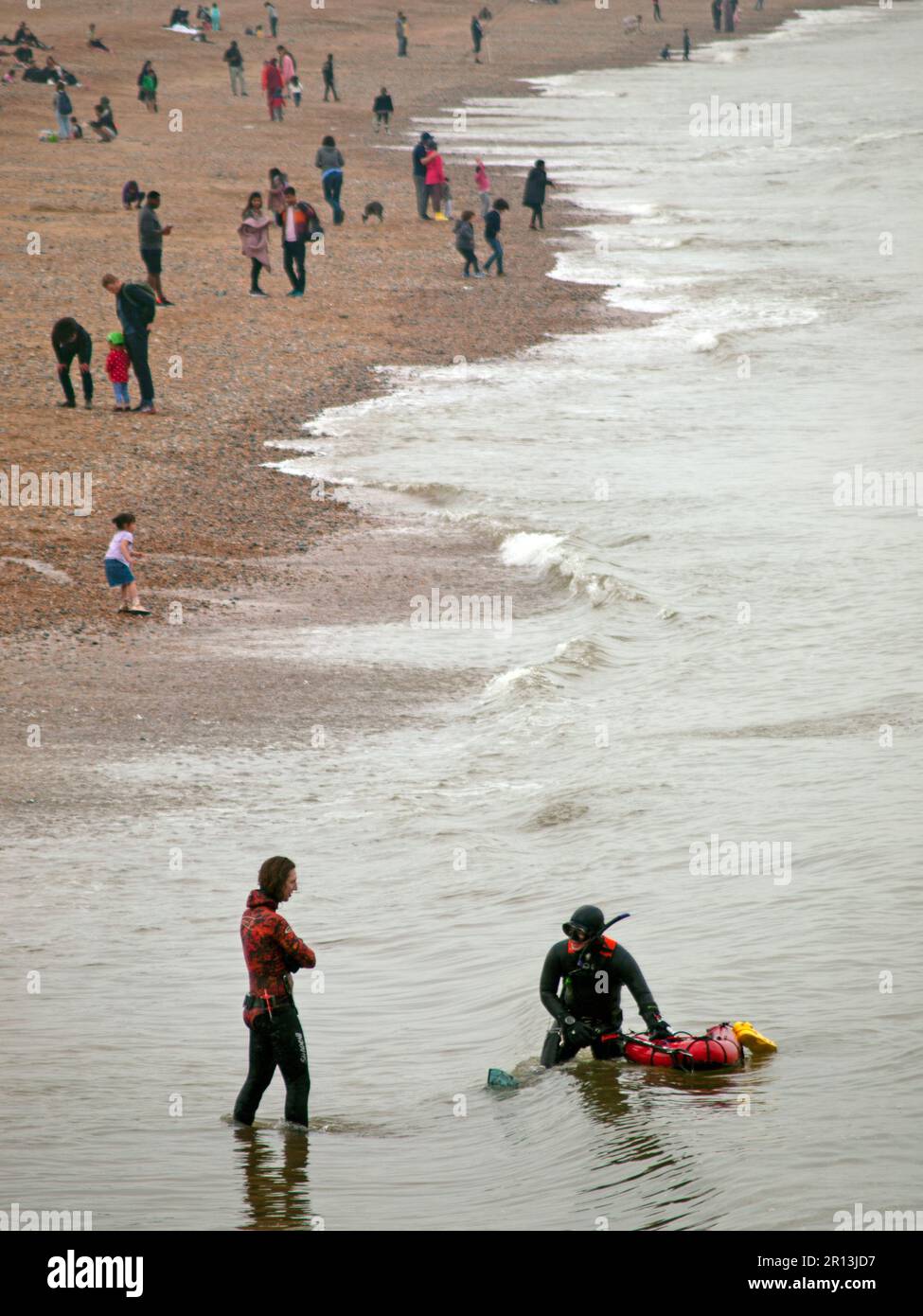 Scuba diving in the sea at Brighton Stock Photo - Alamy
