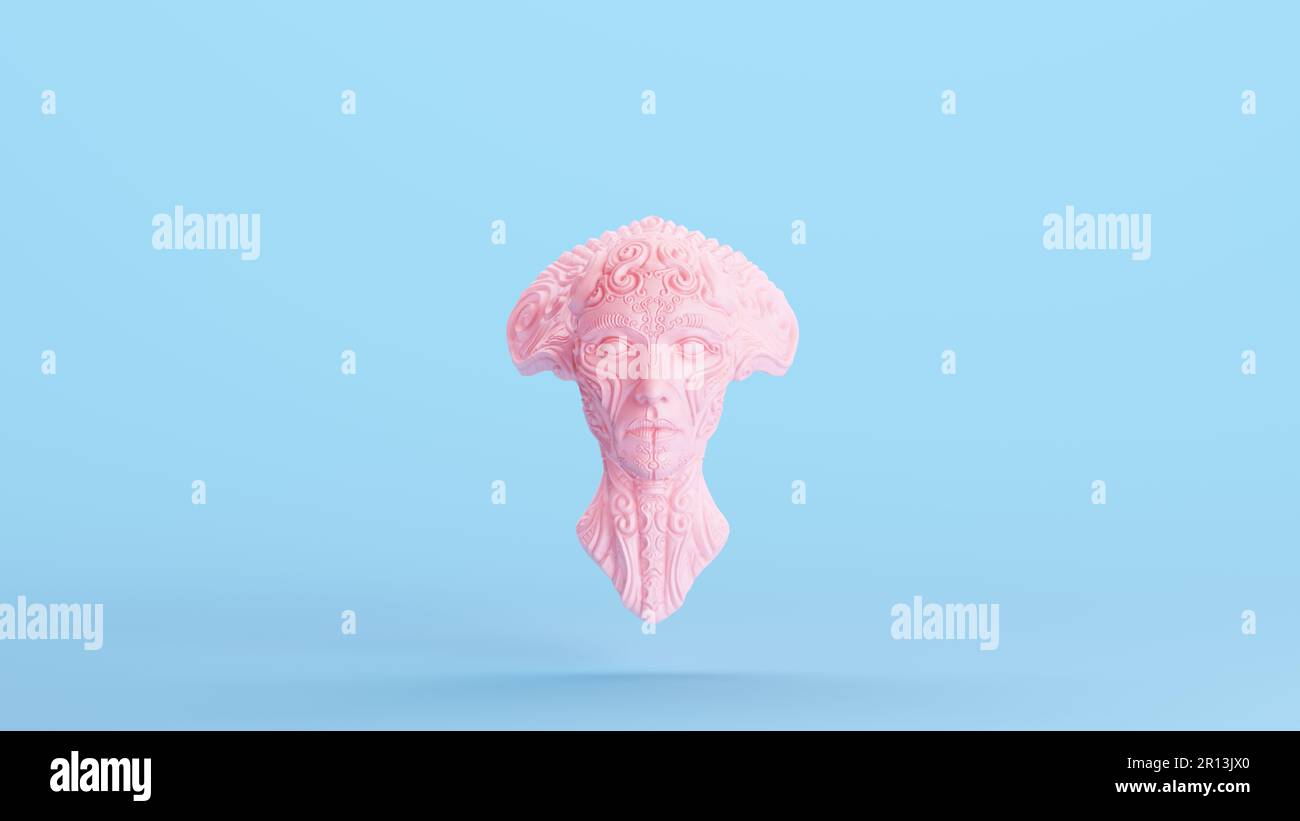 Pink Alien Queen Bust Face Head Sculpture Decoration Statue Blue Kitsch ...