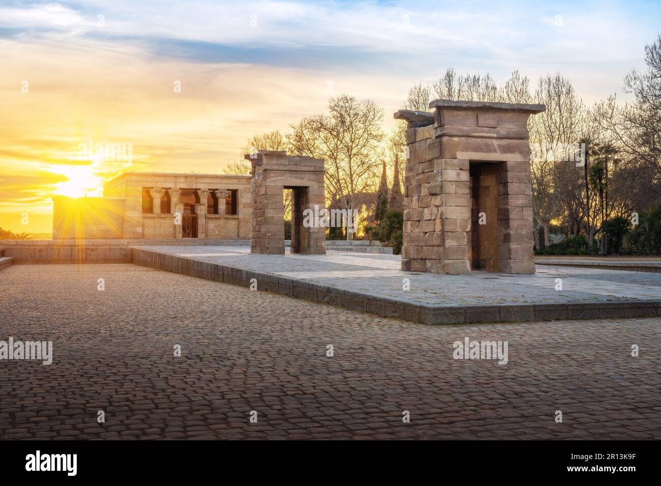 Temple of Debod at sunset - ancient Egyptian temple at La Montana Park ...