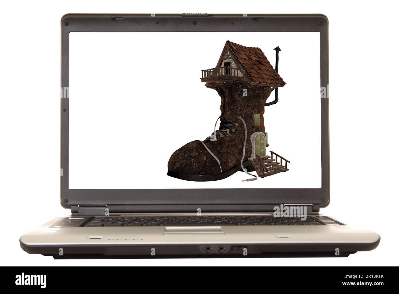 Illustrated shoe house on a laptop computer monitor Stock Photo - Alamy