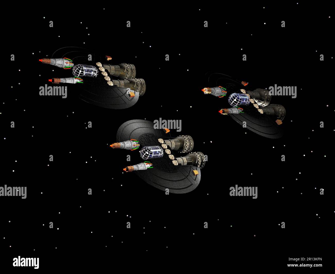 Three spaceship fighter in deep space with stars Stock Photo - Alamy