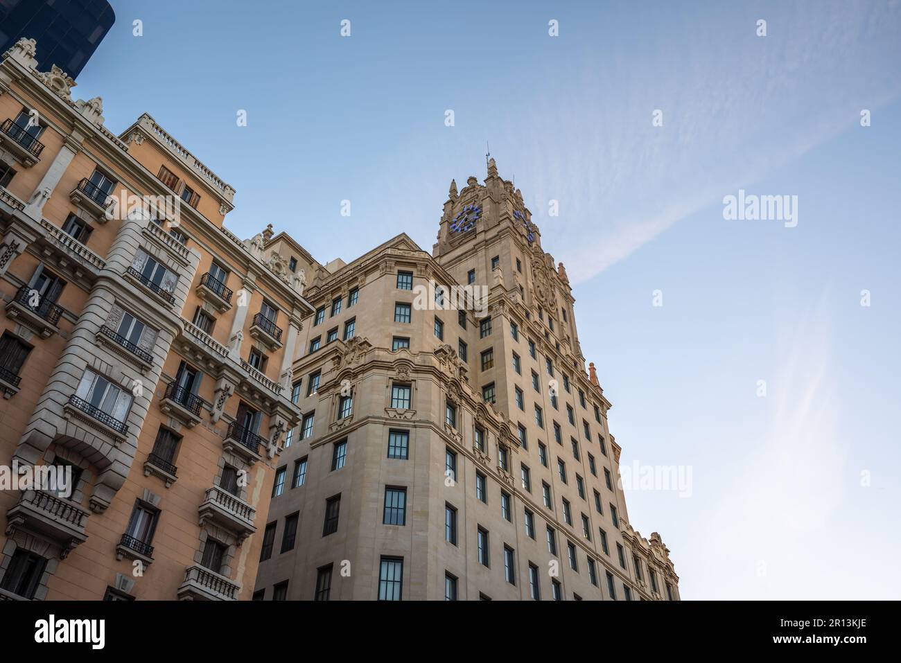 Telefonica Building at Gran Via Street - Madrid, Spain Stock Photo - Alamy