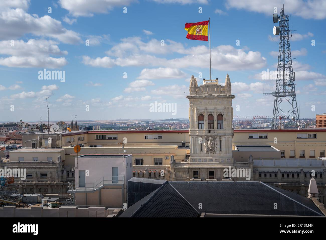Navy Headquarters Tower (Cuartel General de la Armada) with the Spanish ...