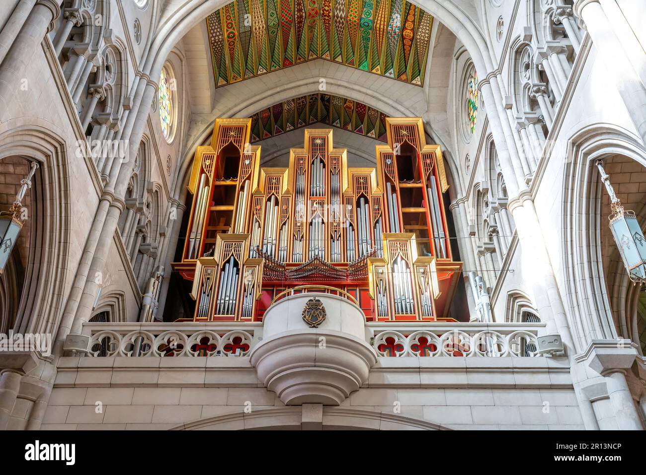 Pipe Organ at Almudena Cathedral Interior - Madrid, Spain Stock Photo ...