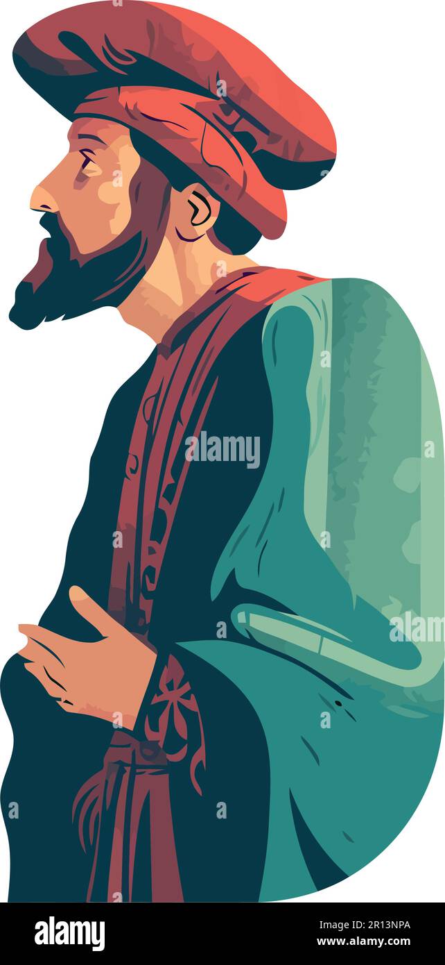 One person standing in traditional Arab clothing Stock Vector Image ...