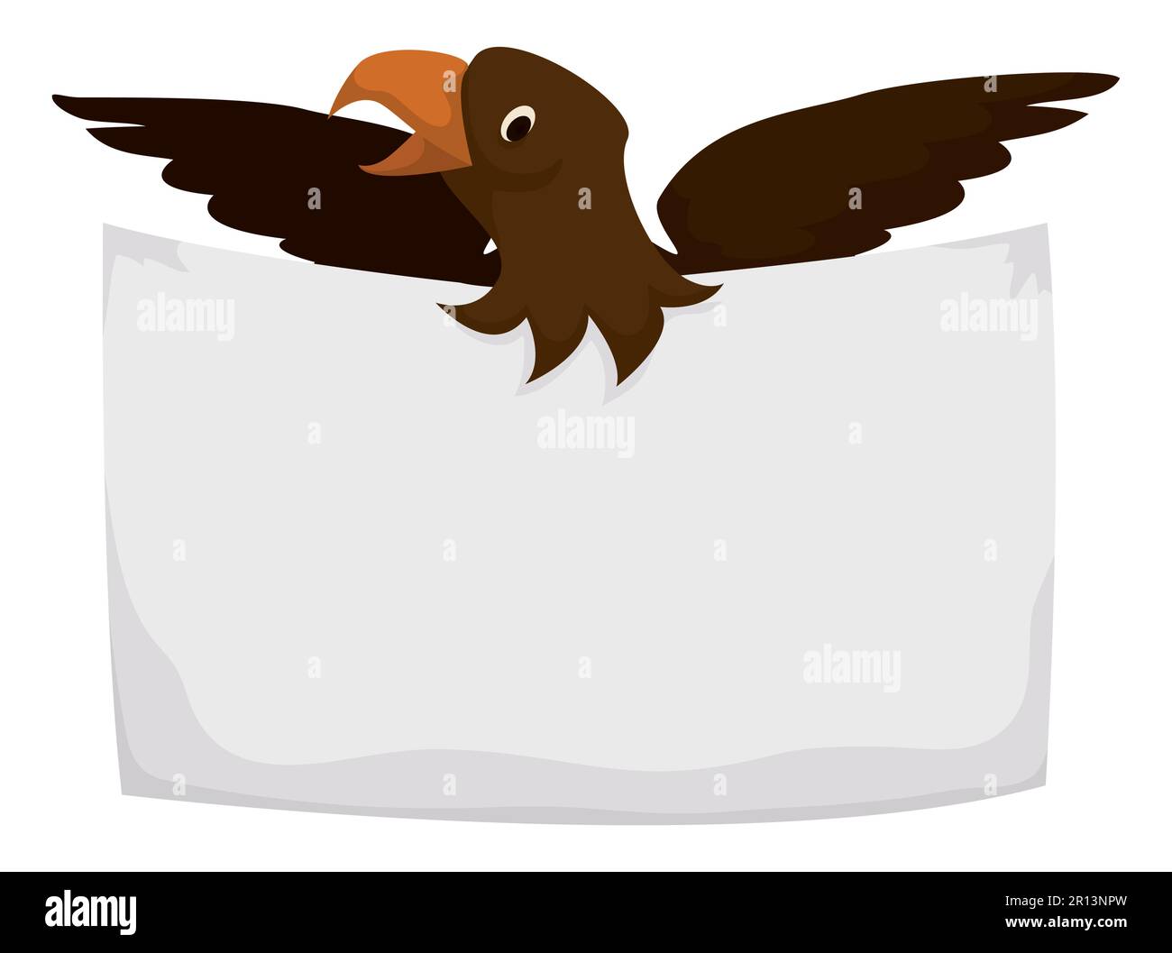 Template with brown eagle behind a blank paper in cartoon style Stock ...