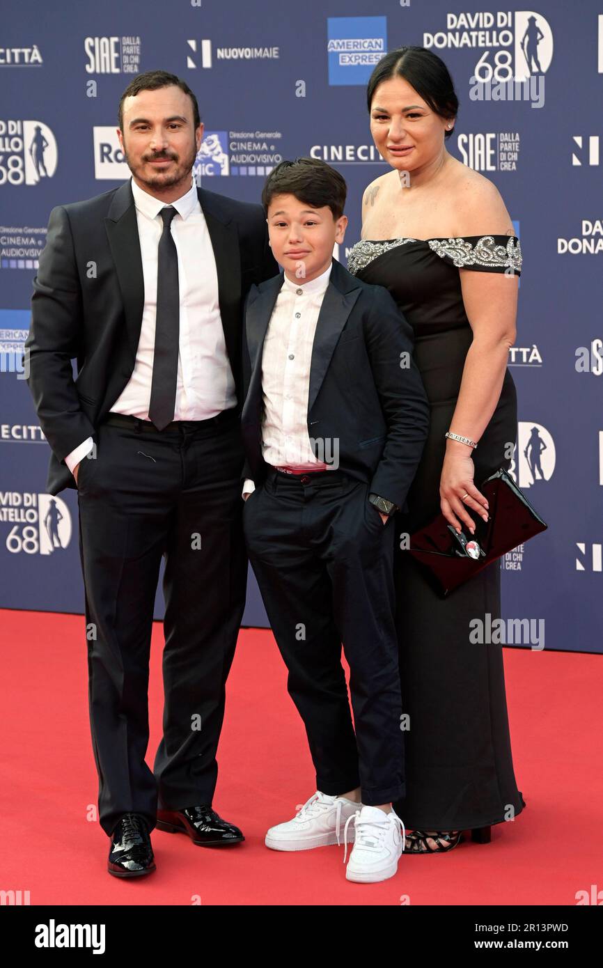 Francesco Di Leva mit Familie bei der 68. Preisverleihung David di ...