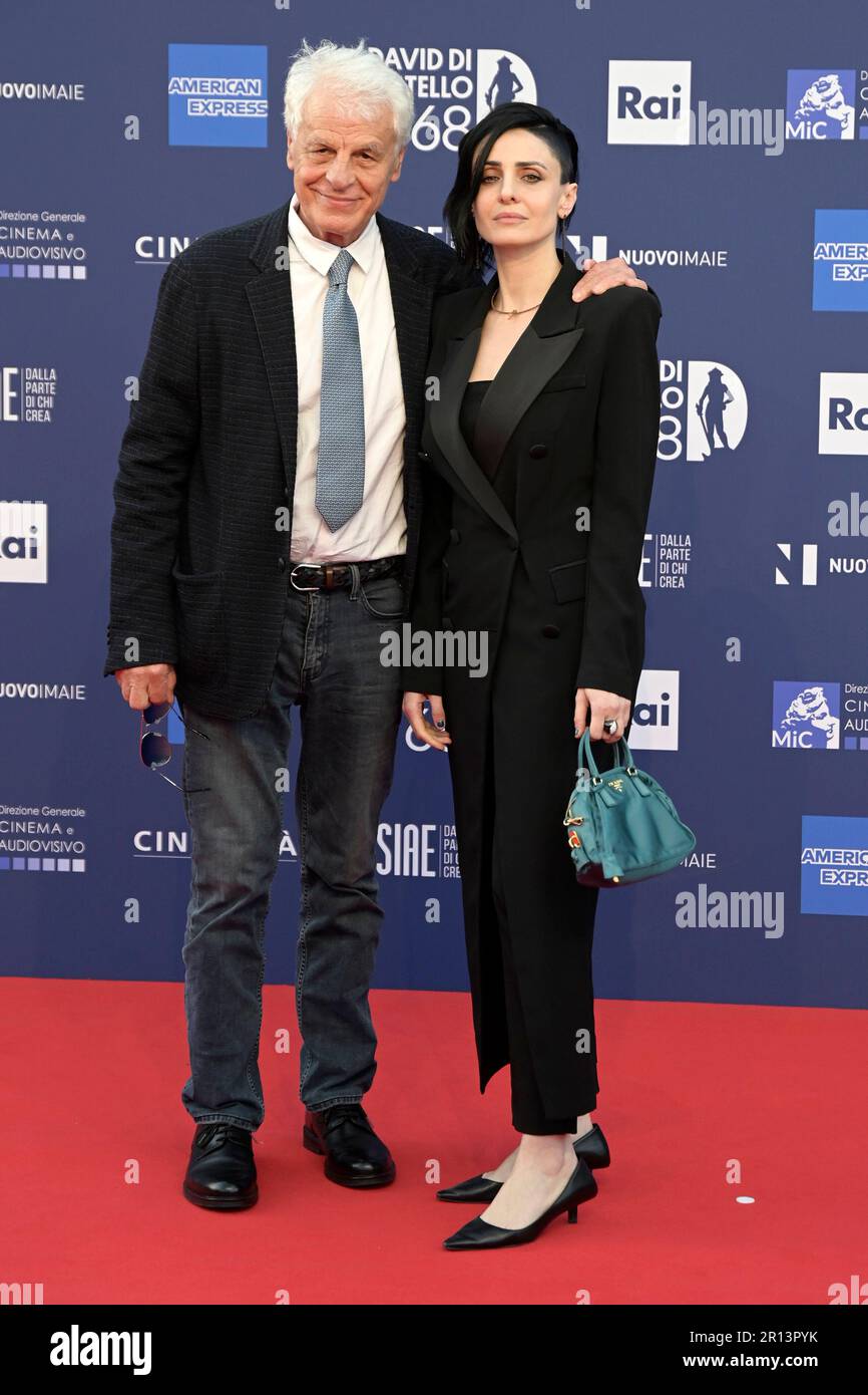 Rom, Italien. 10th May, 2023. Michele Placido mit Ehefrau Federica ...
