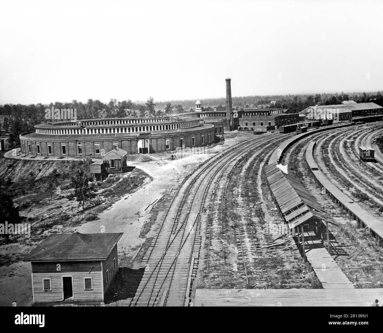 Roundhouse, Chattanooga Railroad, Atlanta. 1864. Photograph by George N ...