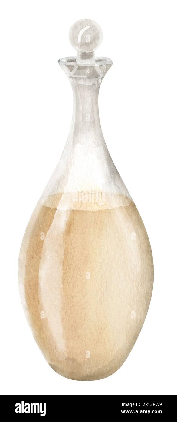 Glass Decanter. Hand drawn watercolor illustration of transparent ...