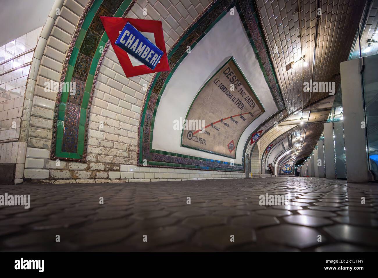 Former Chamberi Station of Madrid Metro with old Subway Stations Map ...