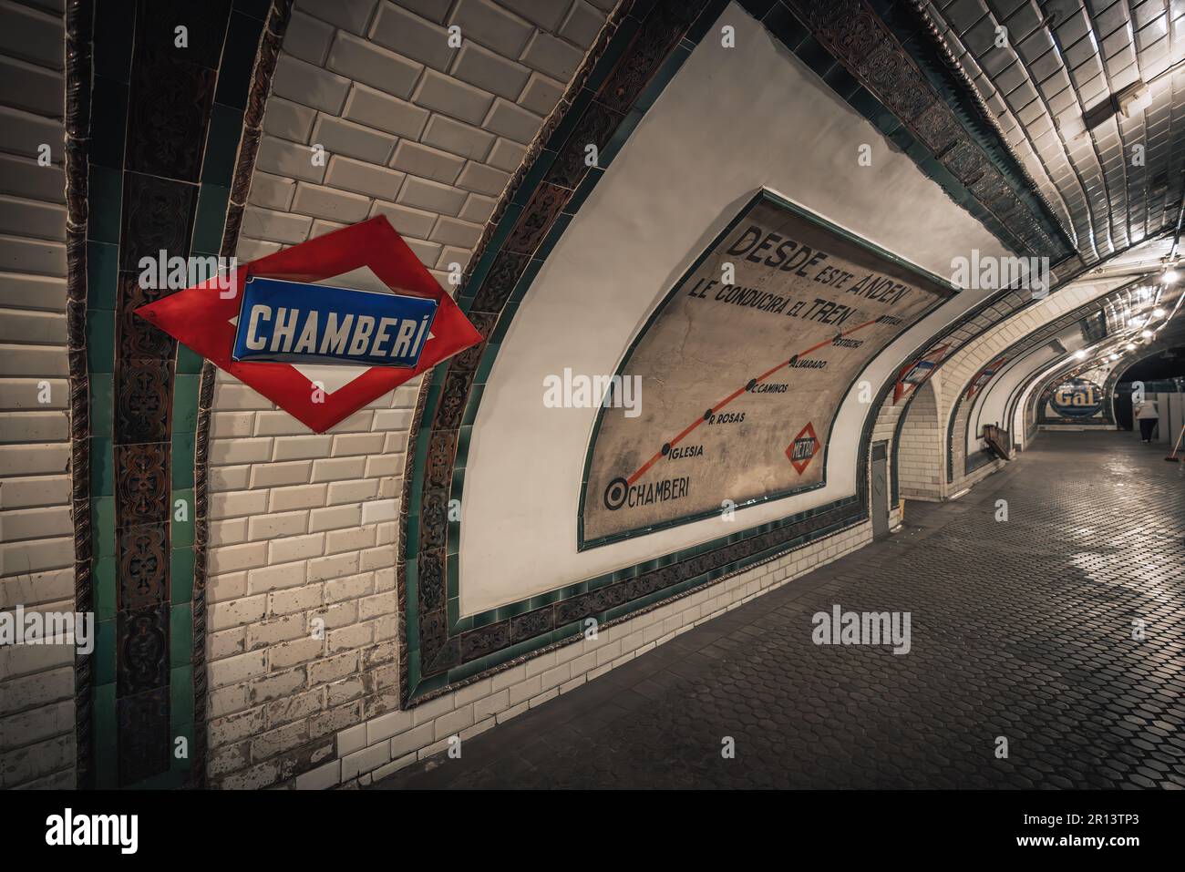 Former Chamberi Station of Madrid Metro with old Subway Stations Map ...