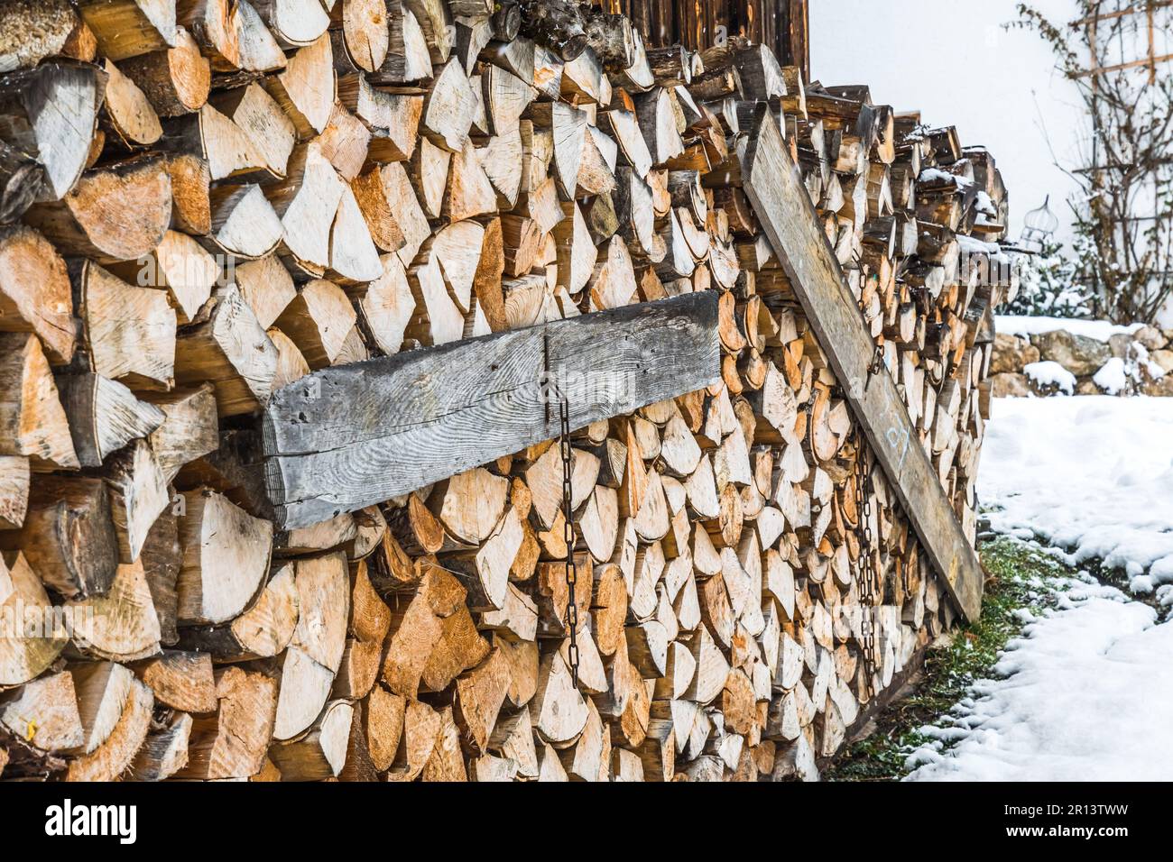 Pile firewood stacked winter hi-res stock photography and images - Alamy