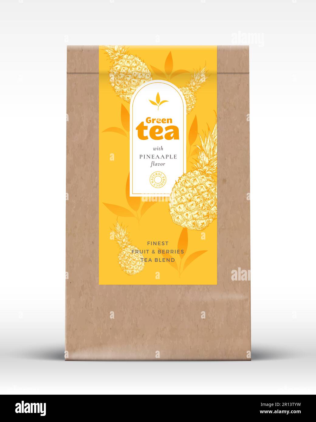 Craft Paper Bag with Fruit and Berries Tea Label. Realistic Vector ...