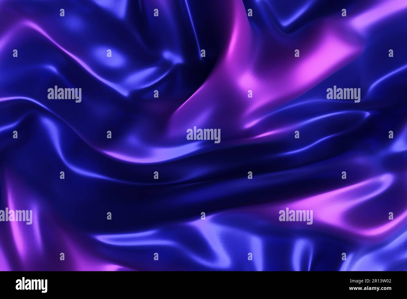 Shiny silk fabric. Wave form. Violet blue abstract background.3d ...
