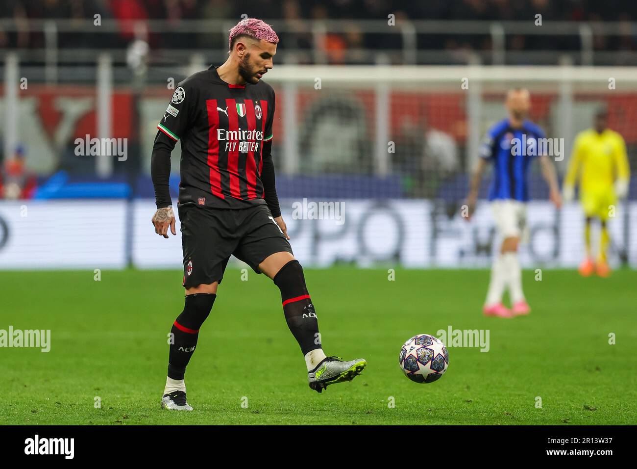 Milan, Italy. 10th May, 2023. Theo Hernandez of AC Milan in action during UEFA Champions League ...