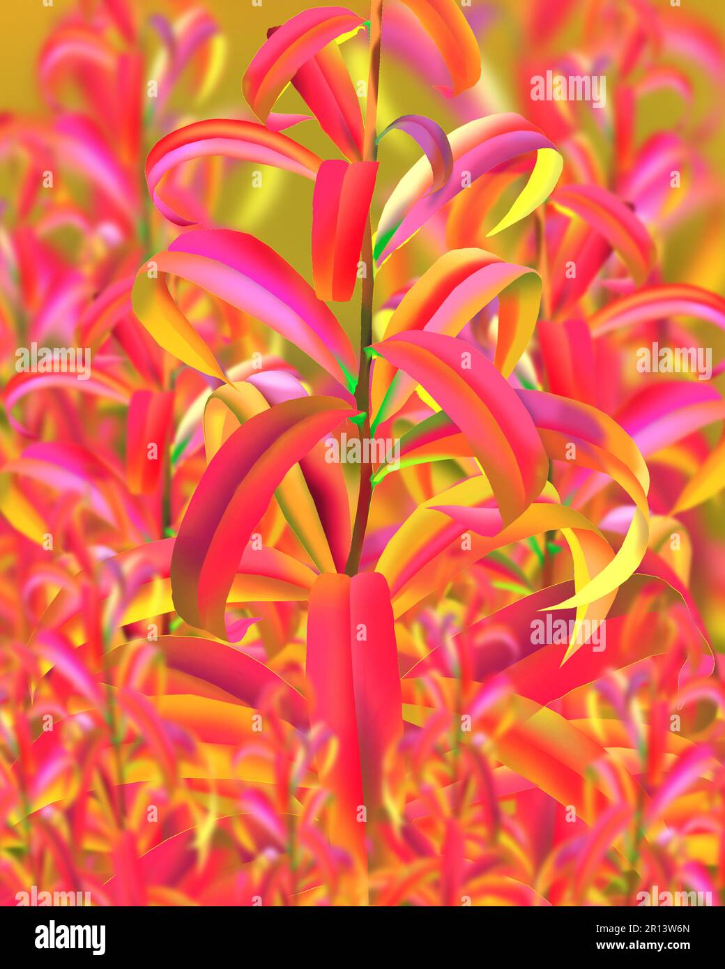 Digital art, computer edit of Fireweed (Chamaenerion angustifolium ...